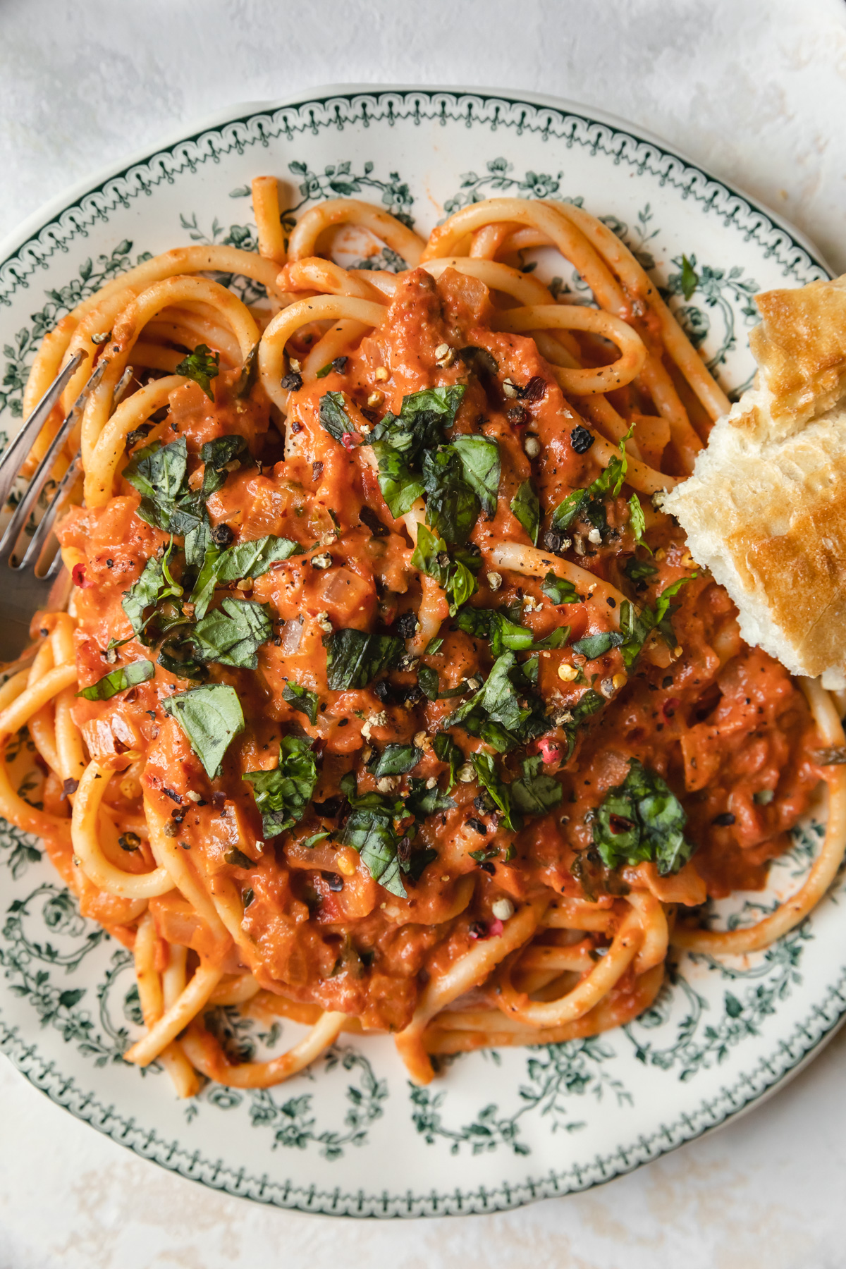 Bucatini with Spicy Vodka Sauce - Fanciful Eats