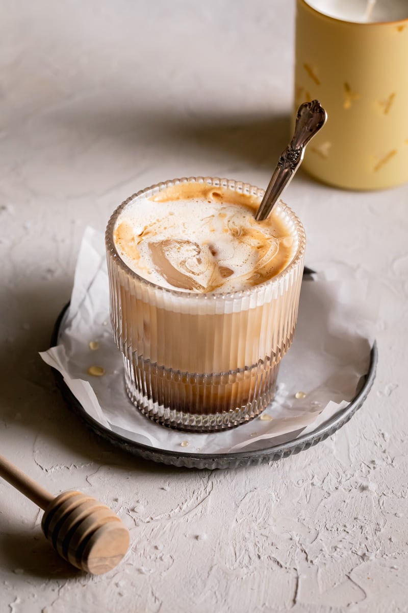 Salted Iced Honey Oat Milk Latte - Fanciful Eats