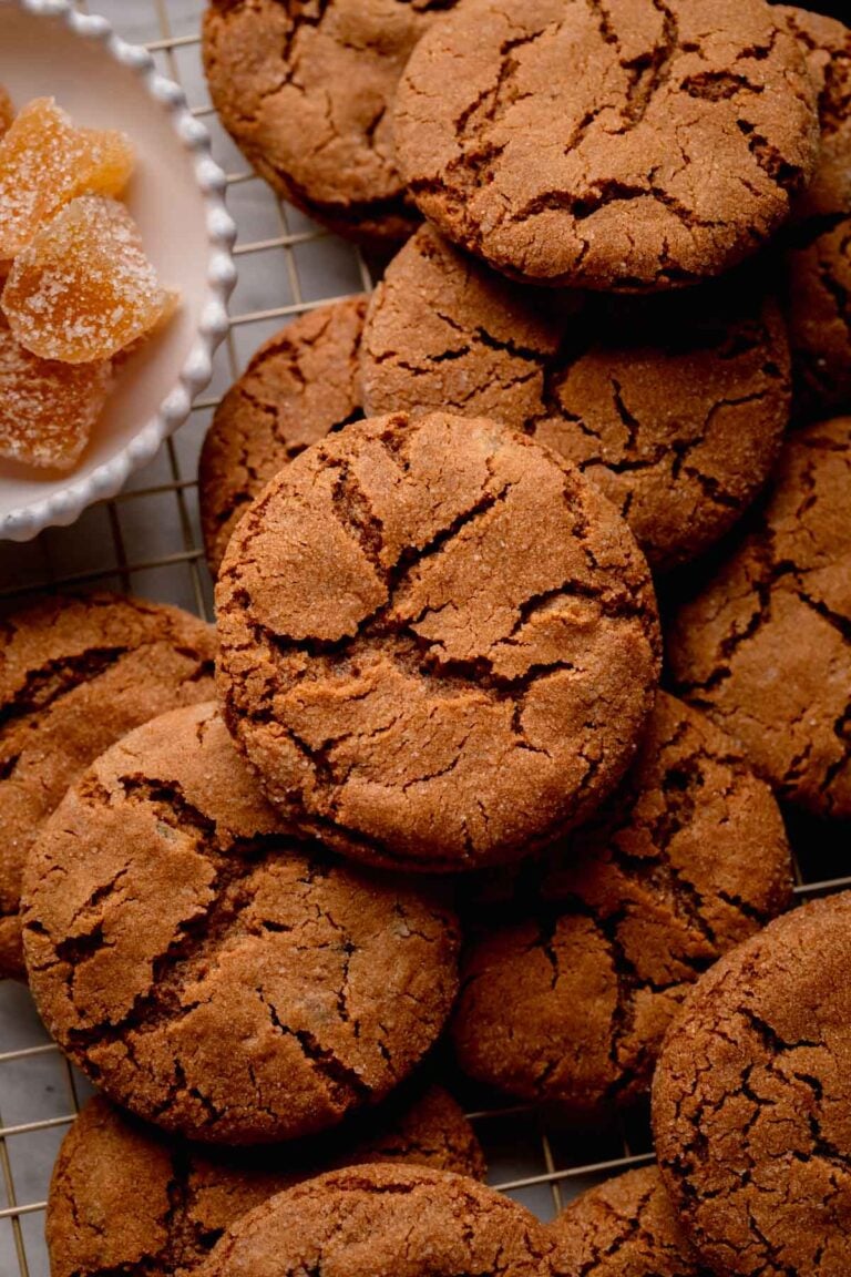 Crystallized Ginger Molasses Cookies - Fanciful Eats