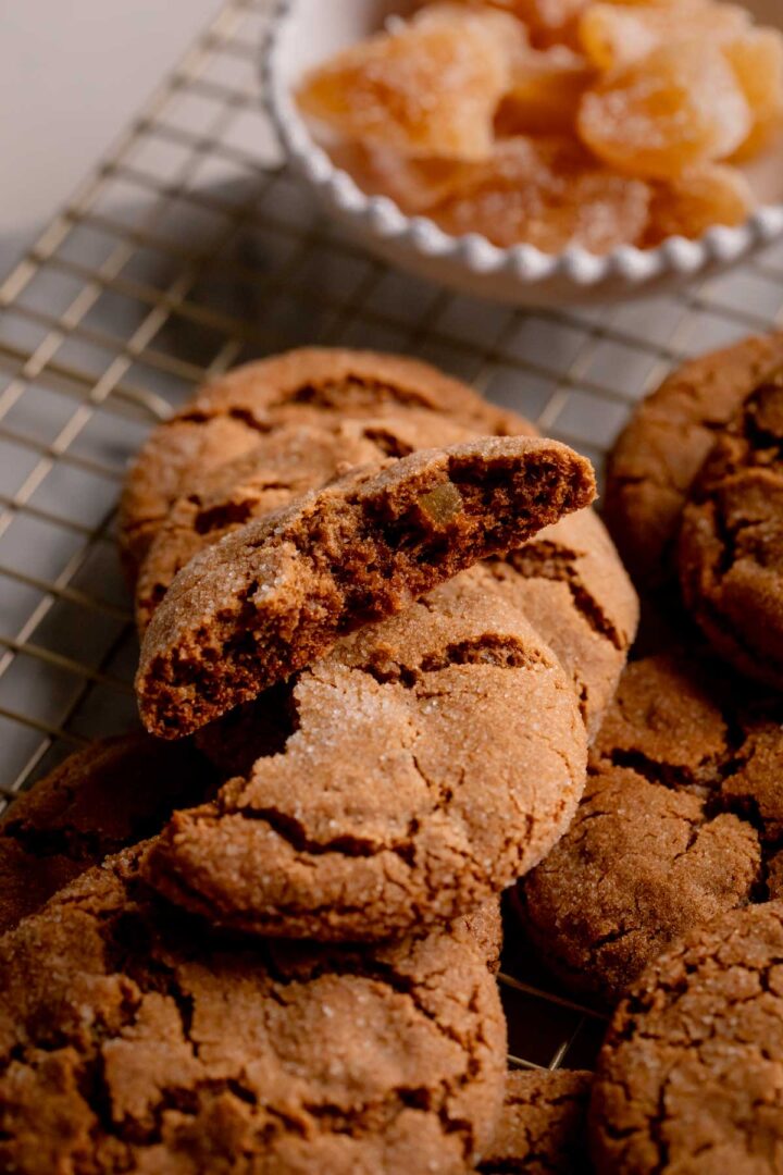 Crystallized Ginger Molasses Cookies - Fanciful Eats