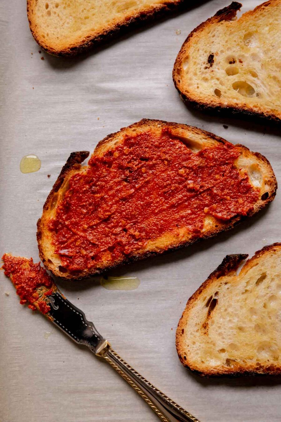 Nduja Bruschetta with Roasted Peppers and Goat Cheese - Fanciful Eats