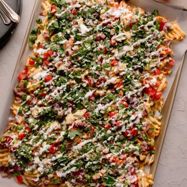 Brisket Waffle Fry Nachos - Fanciful Eats