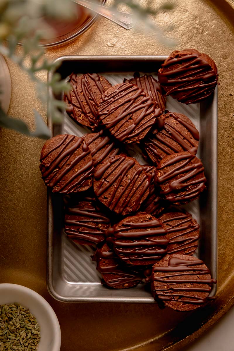 Toasted Fennel Chocolate Shortbread Cookies - Fanciful Eats